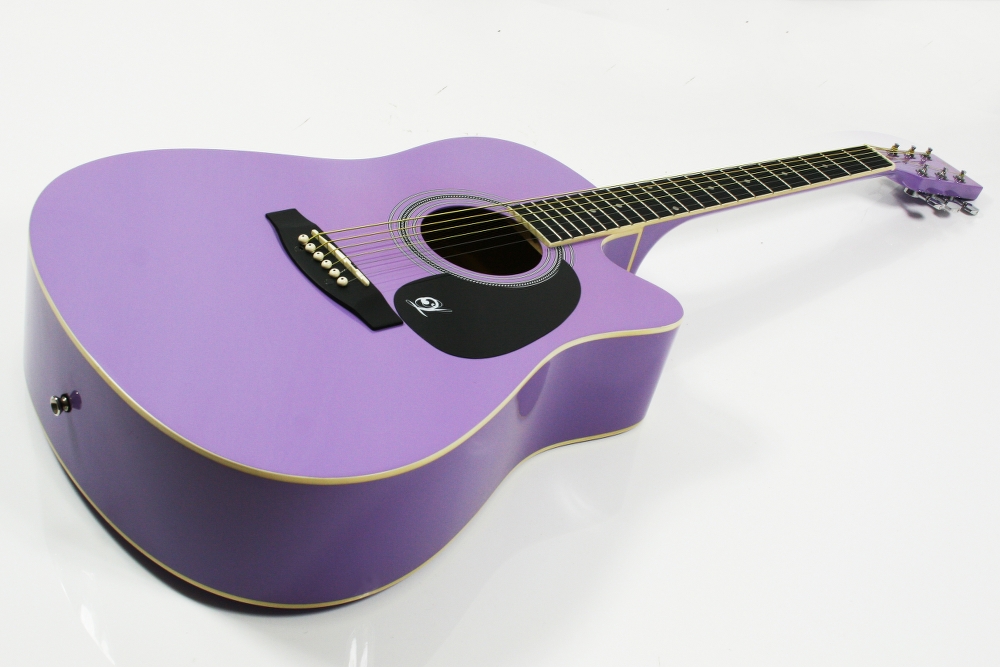 Lindo Beginner 41" Purple Gloss Acoustic Guitar (42C/PU) & Free Carry ...