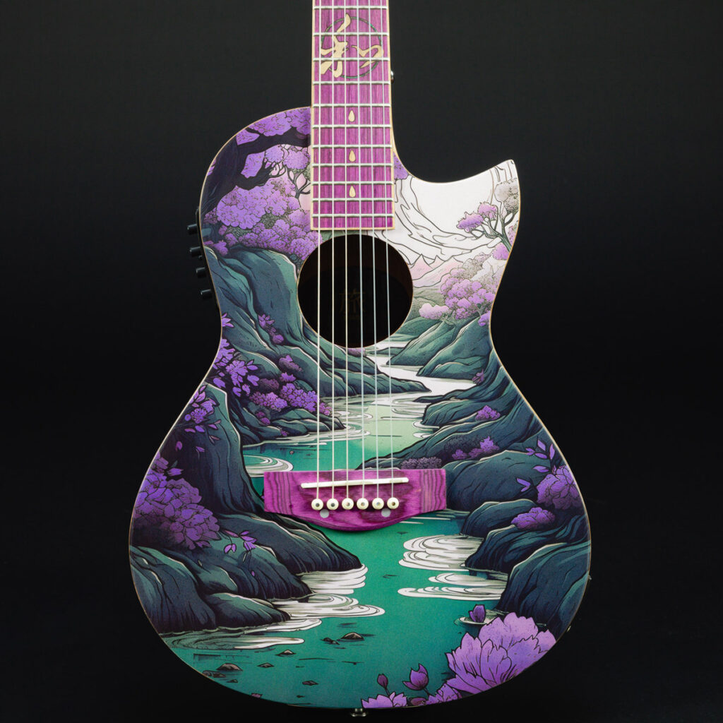 Lindo Ryokou Electro Acoustic Travel Guitar - Japanese Graphic Art