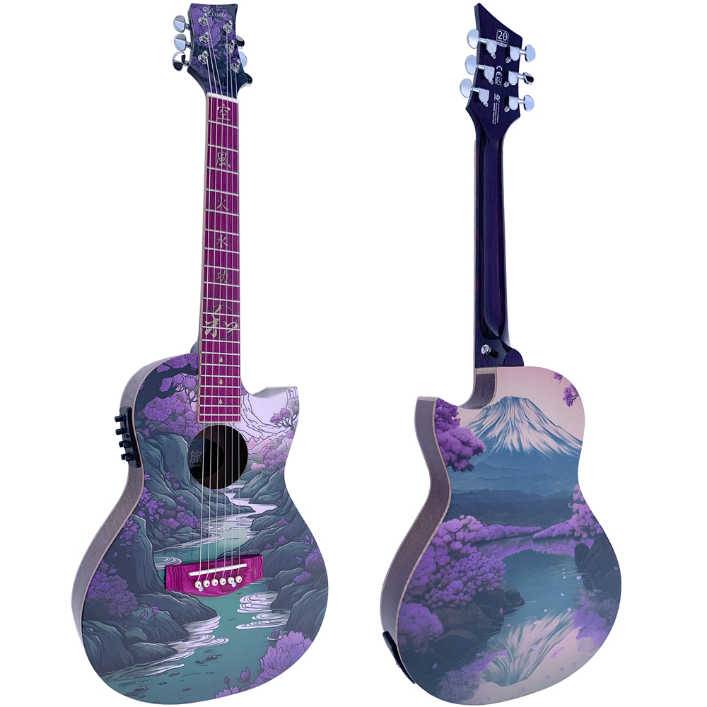 Lindo Ryokou Electro Acoustic Travel Guitar - Japanese Graphic Art